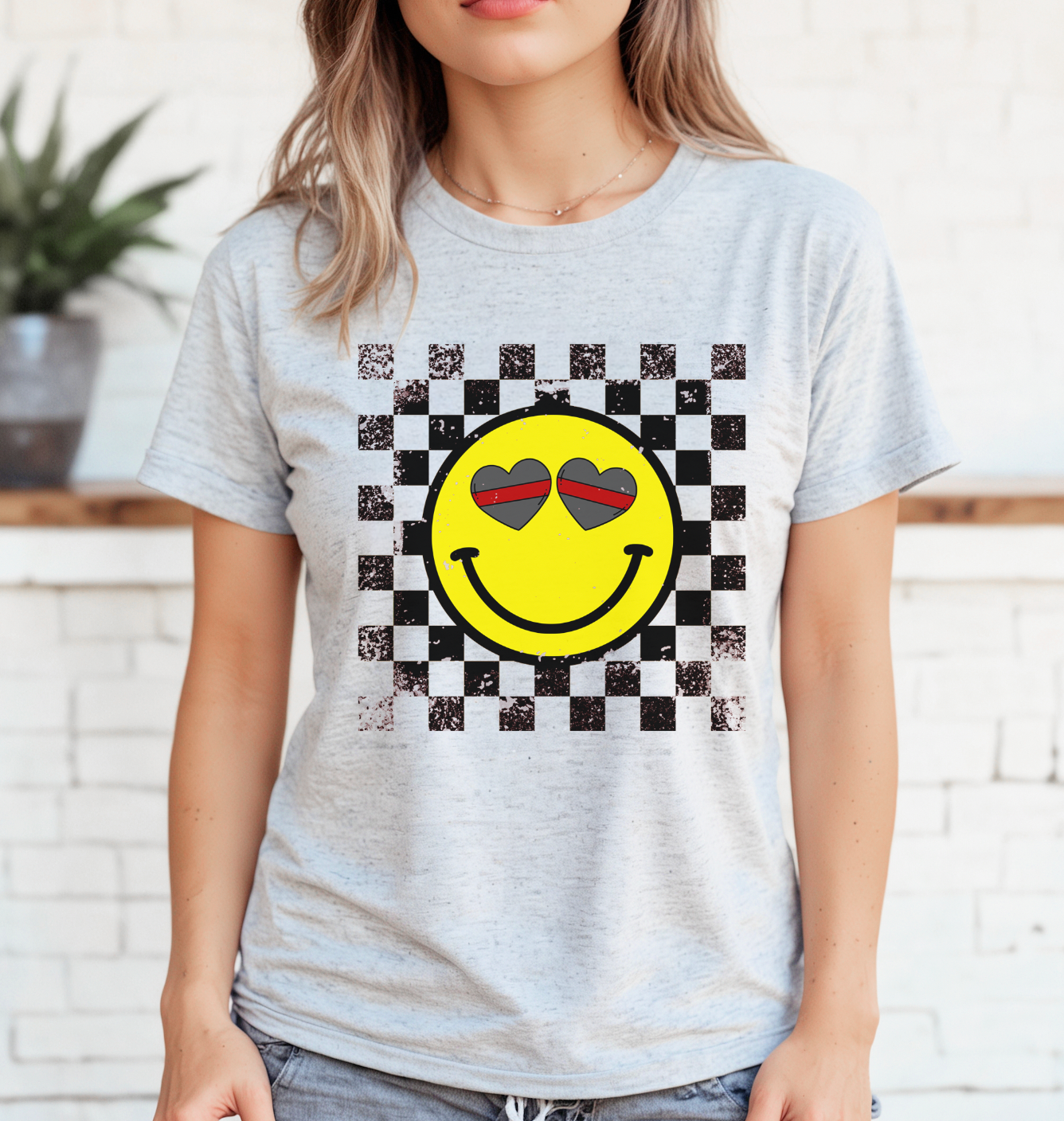 Smiley Heart Eyes (Thin Red Line) © Unisex Top – Emory Lane